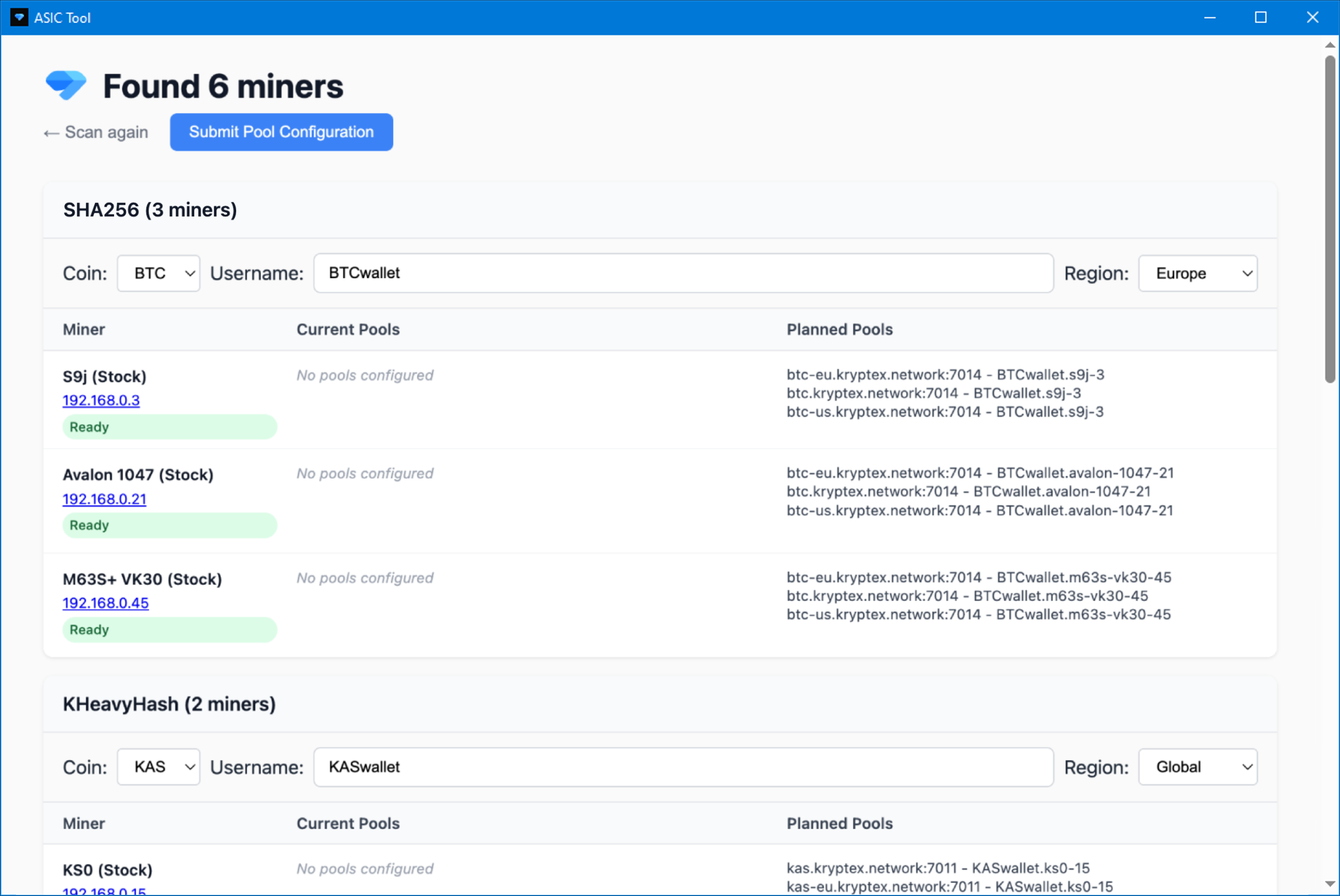 Kryptex ASIC Manager — Сканувати, знайти та налаштувати ASIC майнери | Kryptex